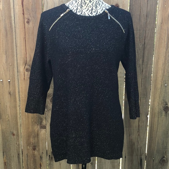 Cato | Tops | Cato Gold And Black Sweater With Zippers | Poshmark